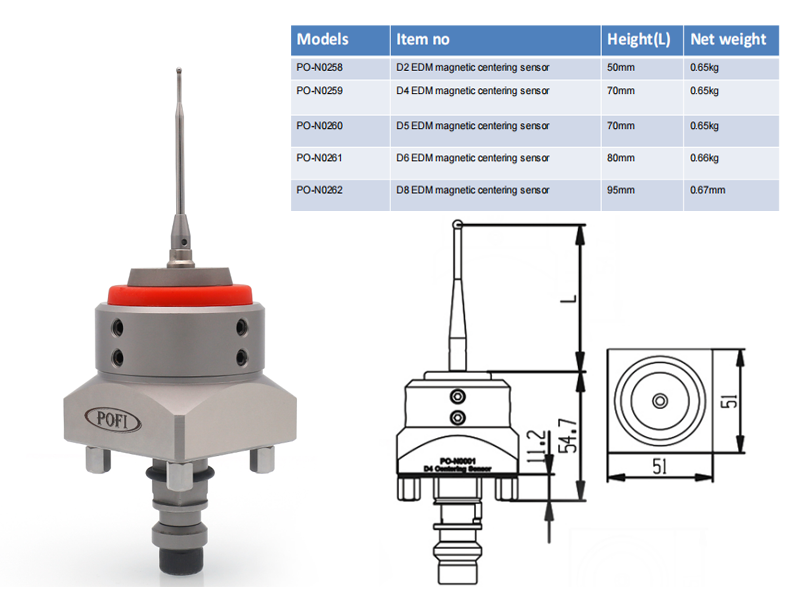POFI ER D6 Tungsten Steel Bead Fixed Type EDM magnatic centering sensor ...